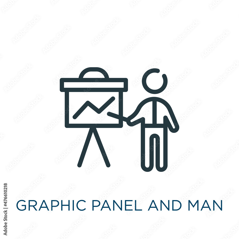 graphic panel and man thin line icon. man, panel linear icons from ...