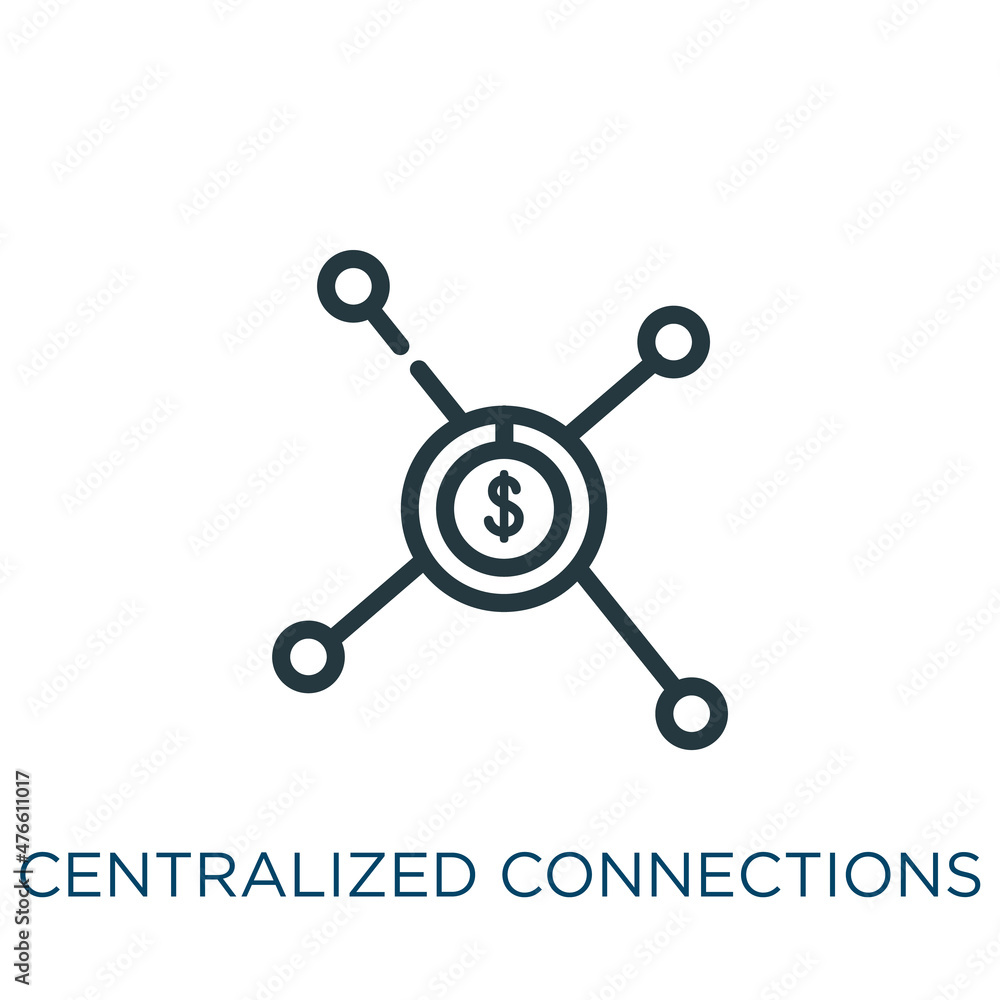 centralized connections thin line icon. central, structure linear icons ...