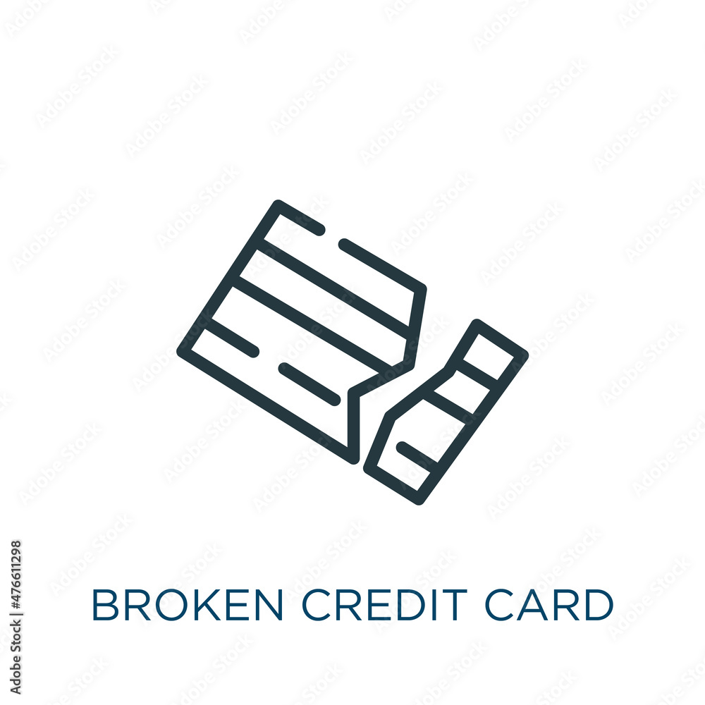 broken credit card thin line icon. dollar, payment linear icons from ...
