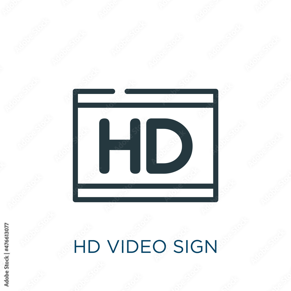 hd video sign thin line icon. video, media linear icons from cinema ...