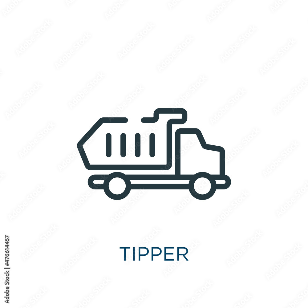 tipper thin line icon. vector, car linear icons from construction ...