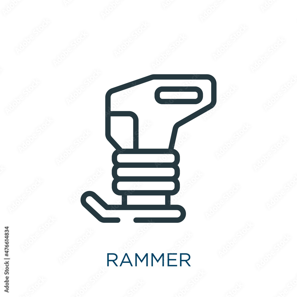 rammer thin line icon. industry, wood linear icons from construction ...