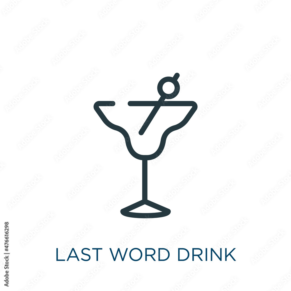last word drink thin line icon. bar, drink linear icons from drinks ...