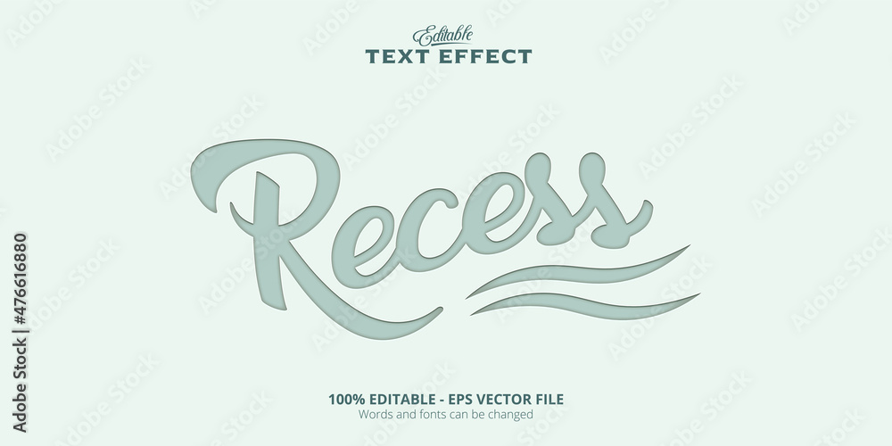 Editable Recess text effect, Blue Background Stock Vector | Adobe Stock