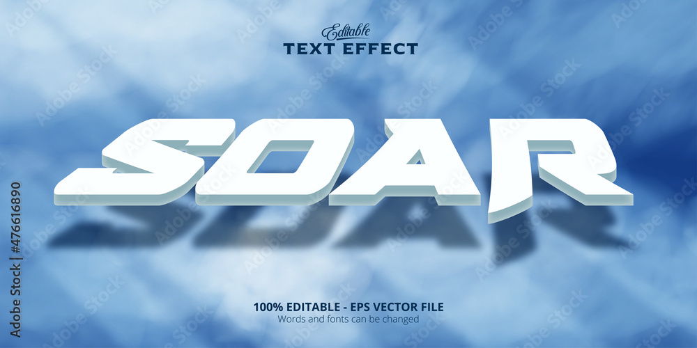 Editable Soar text effect, cloud with blue background Stock Vector ...