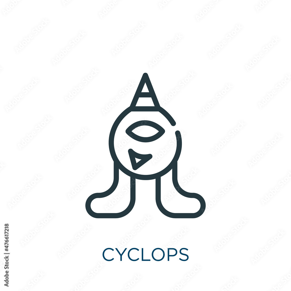 cyclops thin line icon. devil, cartoon linear icons from fairy tale ...