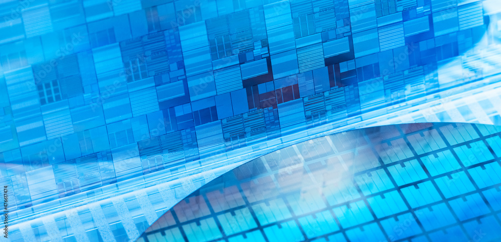 silicon chip wafer reflecting different colors Stock Photo | Adobe Stock