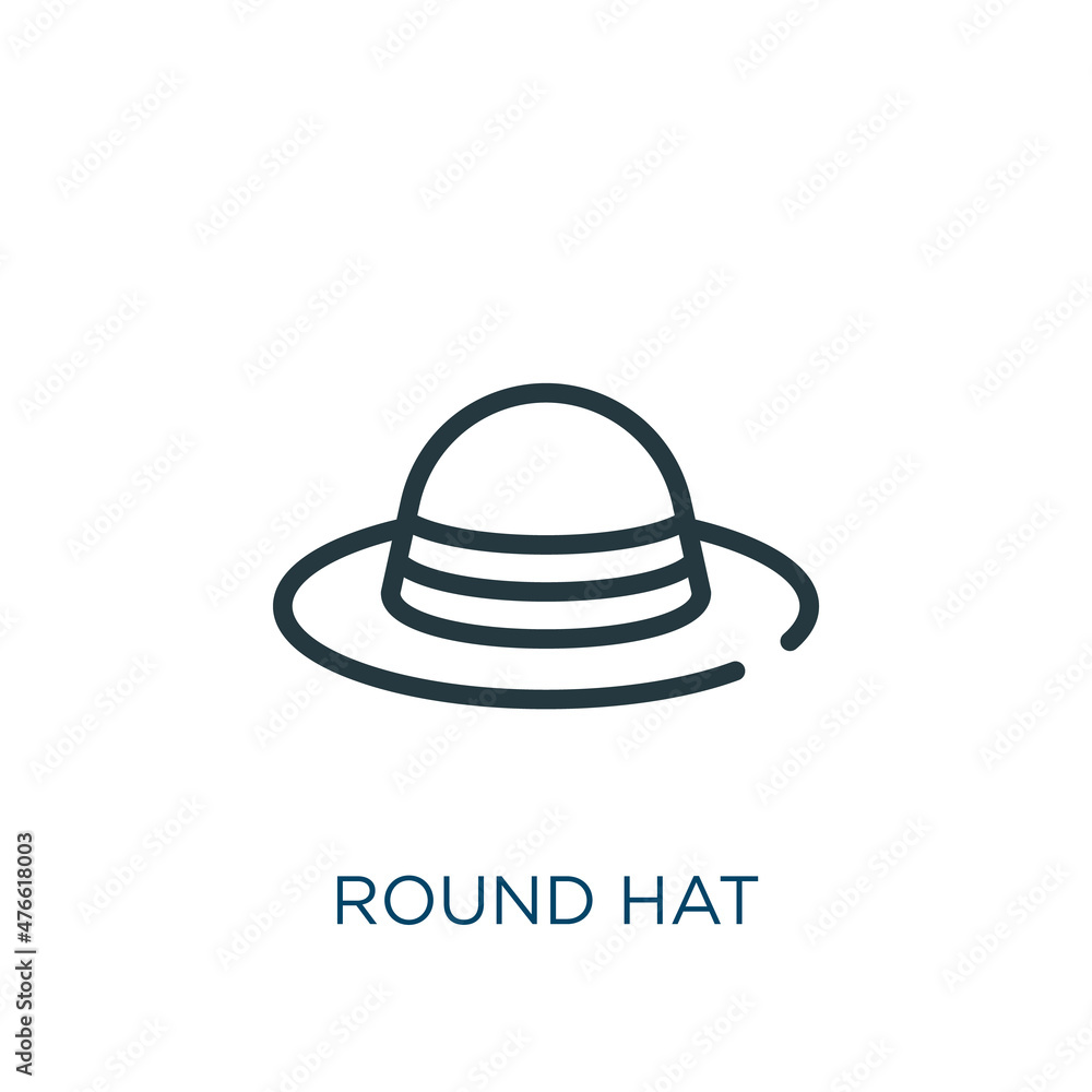 round hat thin line icon. button, round linear icons from fashion concept isolated outline sign ...