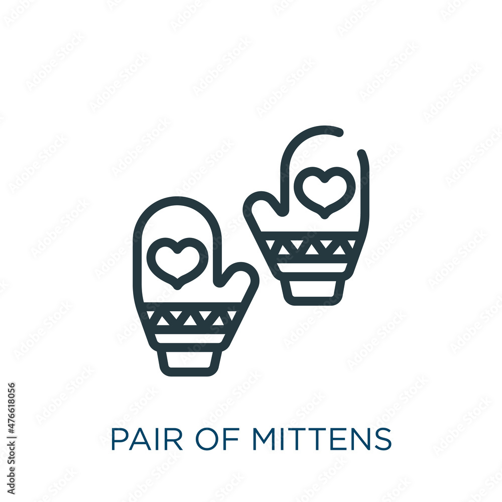 pair of mittens thin line icon. glove, mitten linear icons from fashion ...