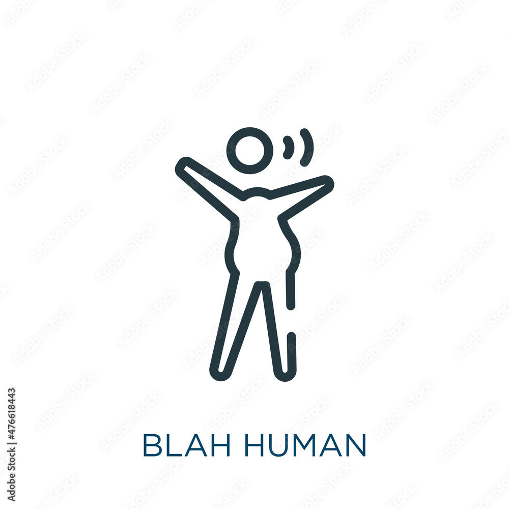 blah human thin line icon. man, cold linear icons from feelings concept ...