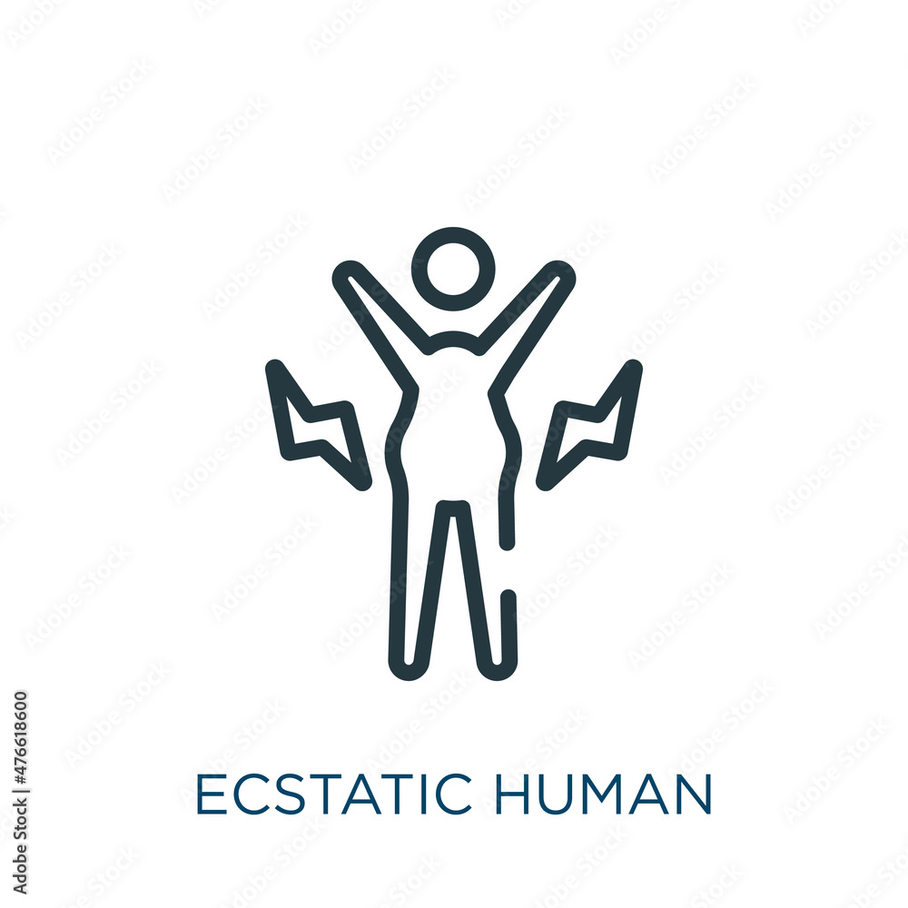 ecstatic human thin line icon. happy, person linear icons from feelings ...