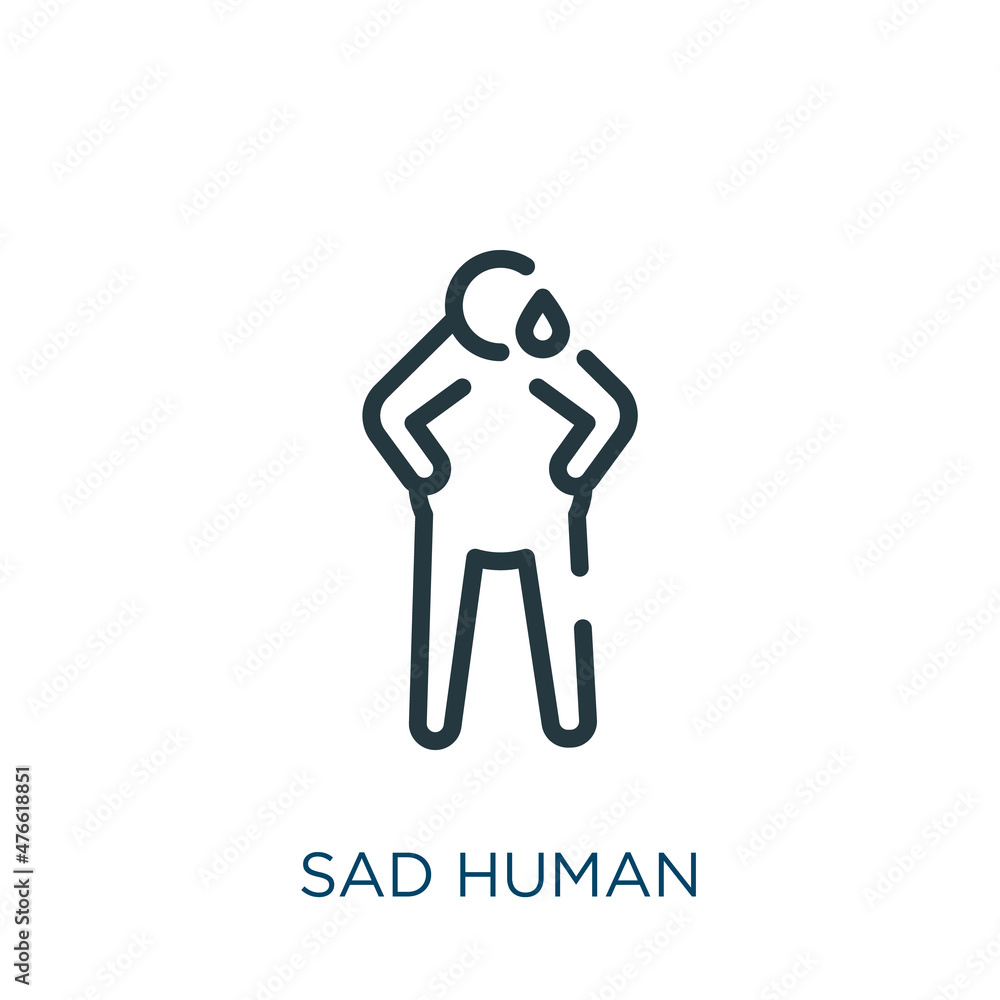 sad human thin line icon. human, sad linear icons from feelings concept ...