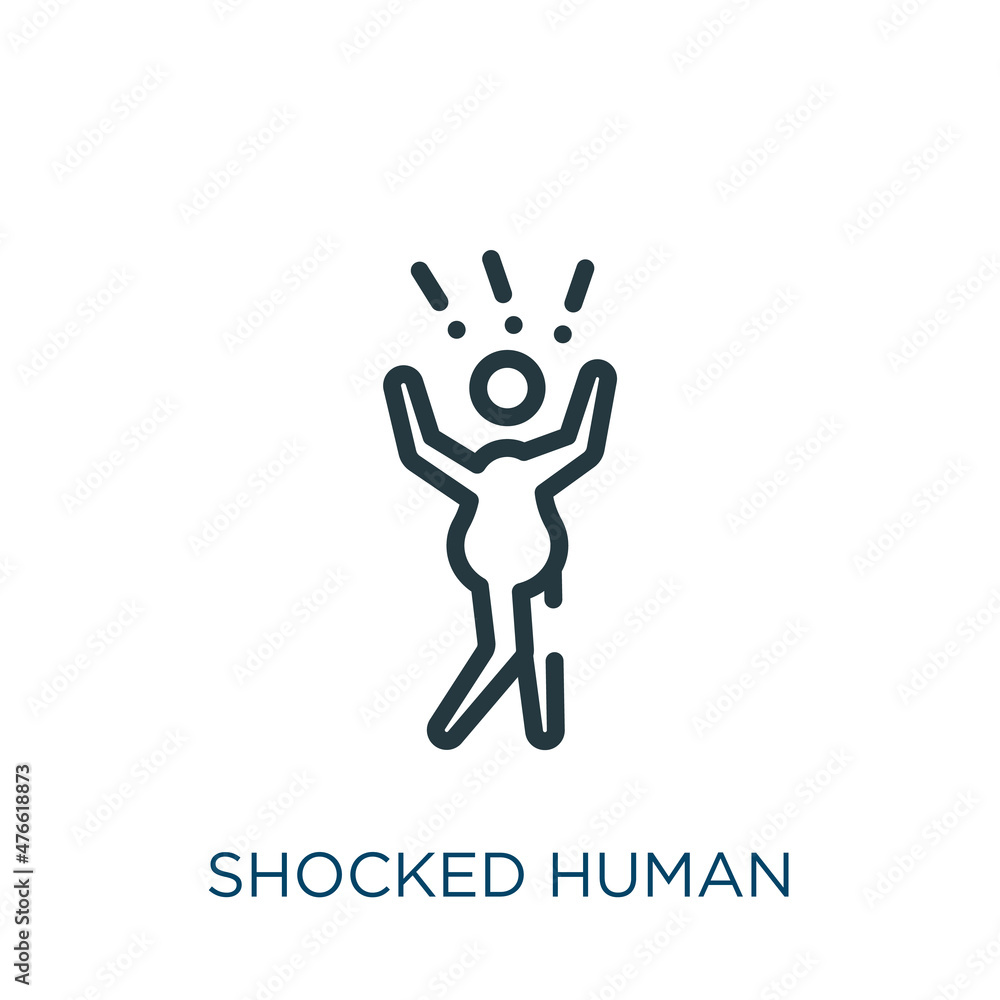 shocked human thin line icon. shock, danger linear icons from feelings ...