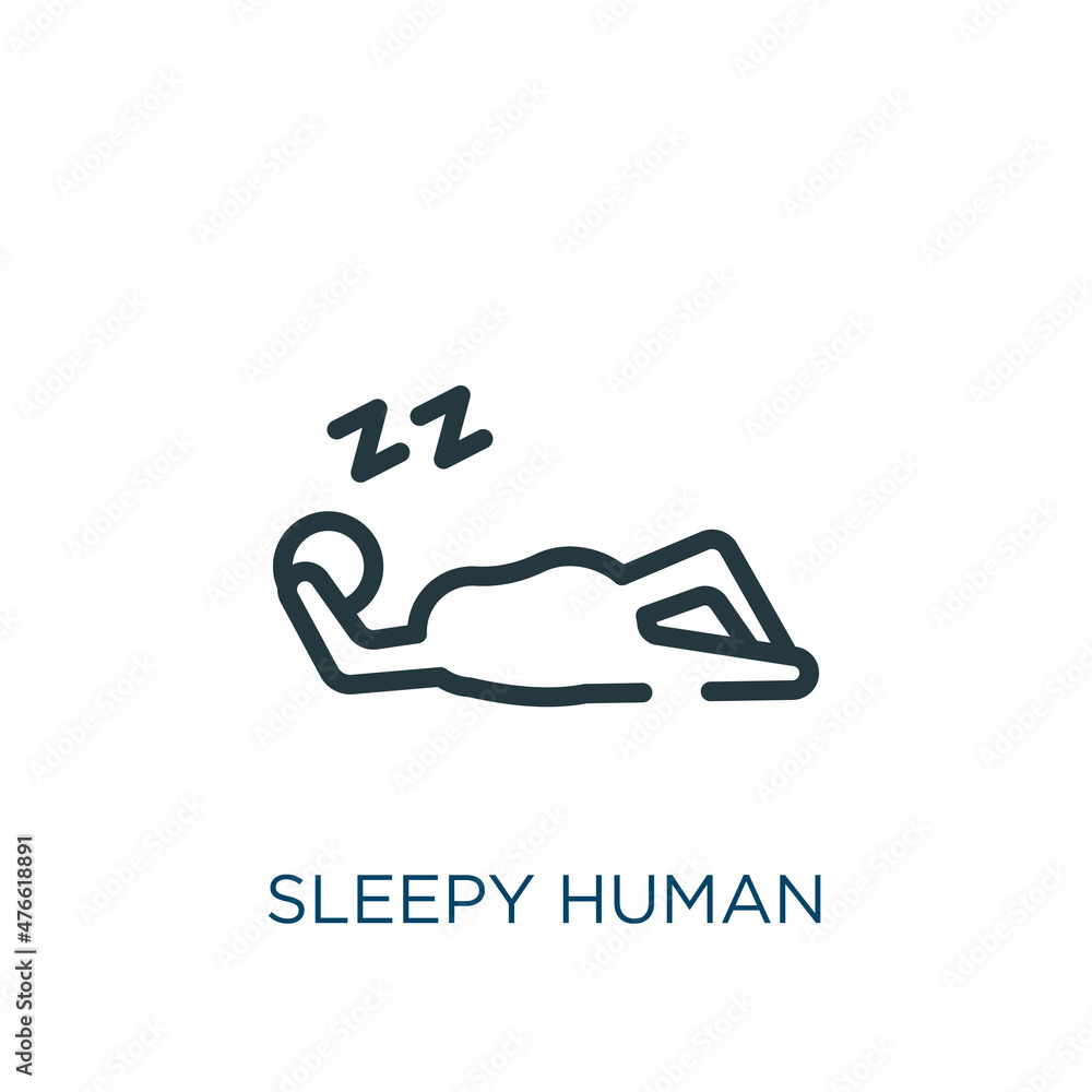 sleepy human thin line icon. human, angry linear icons from feelings ...