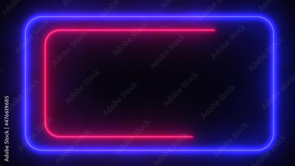 Luminous Bright Borders, Flickering Neon Frames Blue And Pink Colors ...