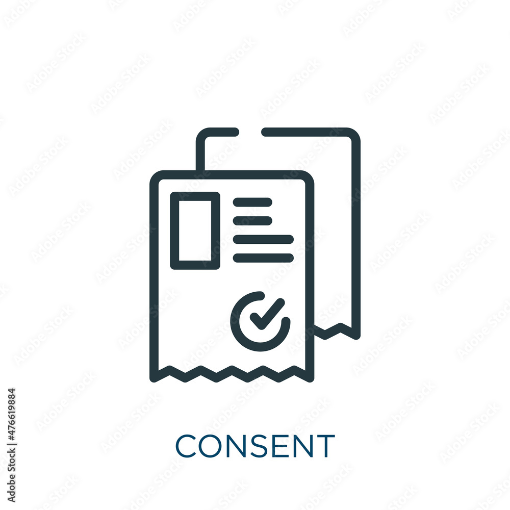 Consent Thin Line Icon Vote Voting Linear Icons From Gdpr Concept