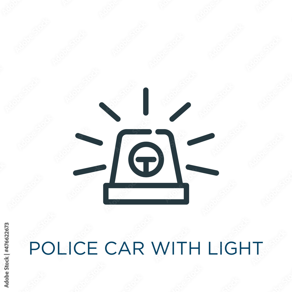 police car with light thin line icon. emergency, police linear icons ...