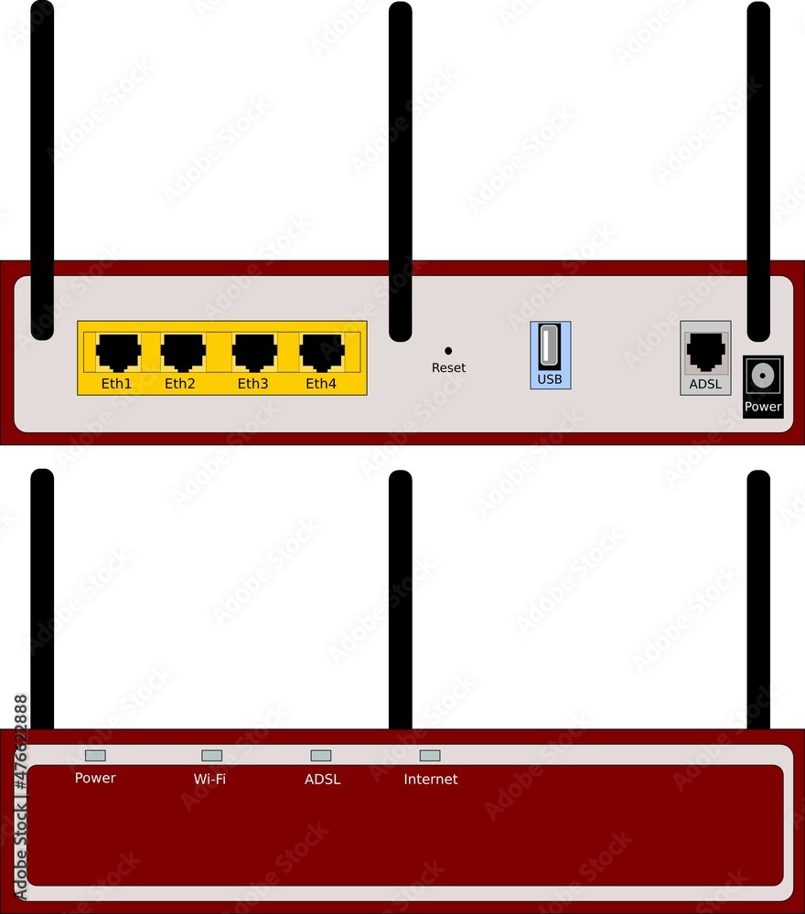 Disegno modem router fronte retro Stock Illustration | Adobe Stock