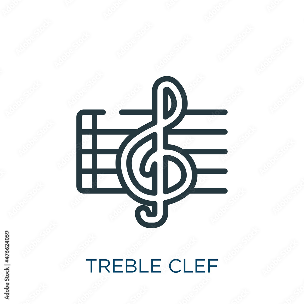 treble clef thin line icon. sound, melody linear icons from music and ...