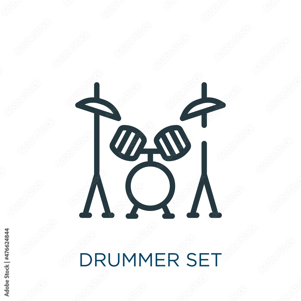 drummer set thin line icon. sound, drum linear icons from music concept ...