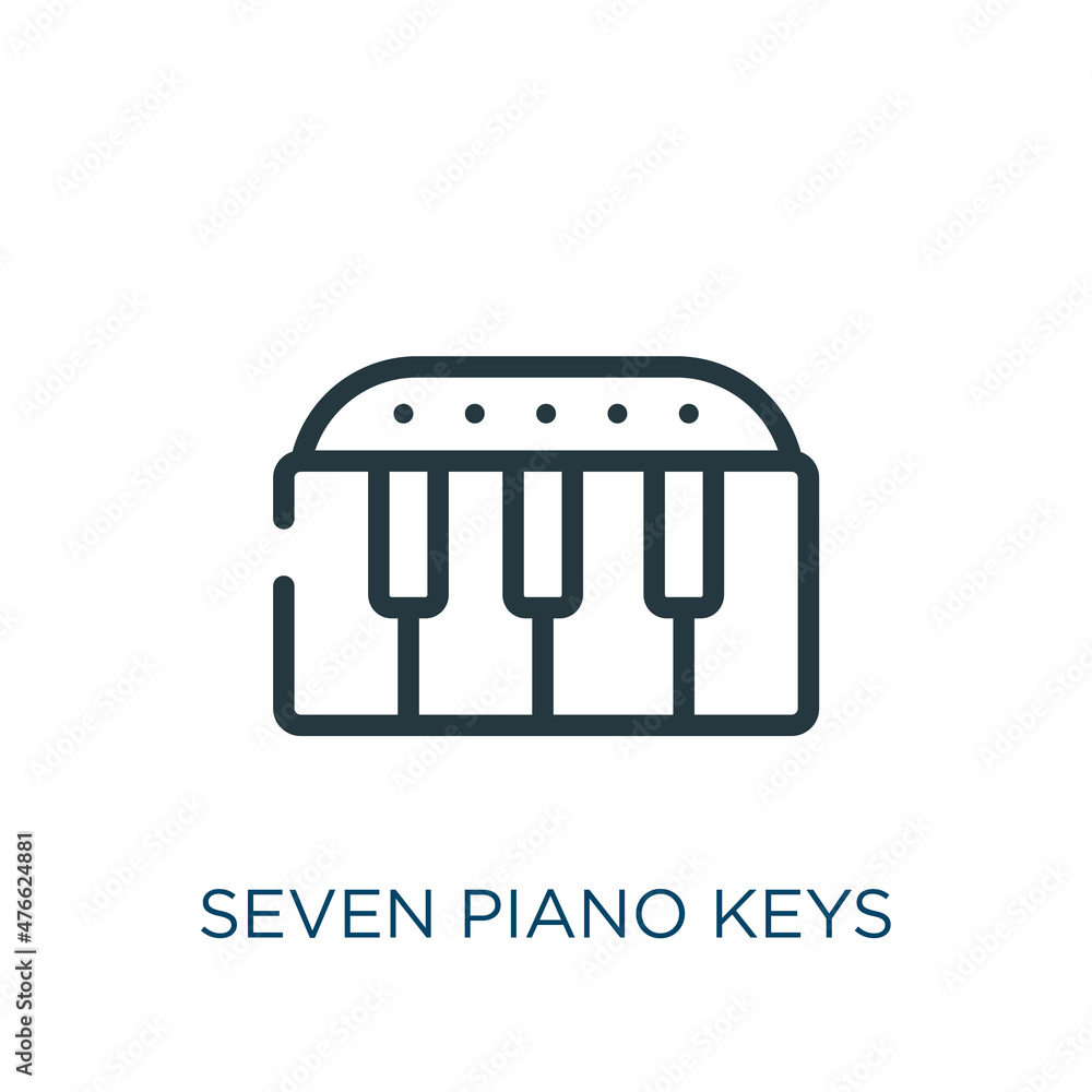 Vettoriale Stock seven piano keys thin line icon. play, sound linear ...