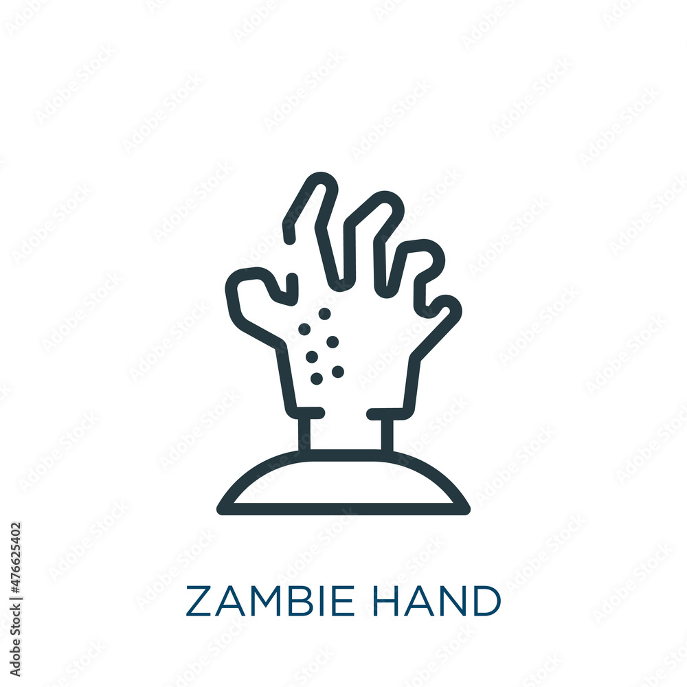 zambie hand thin line icon. vector, illustration linear icons from ...