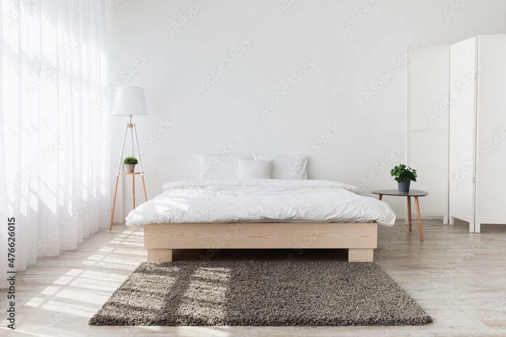 Real photo. Space at home with big comfortable double bed in elegant ...