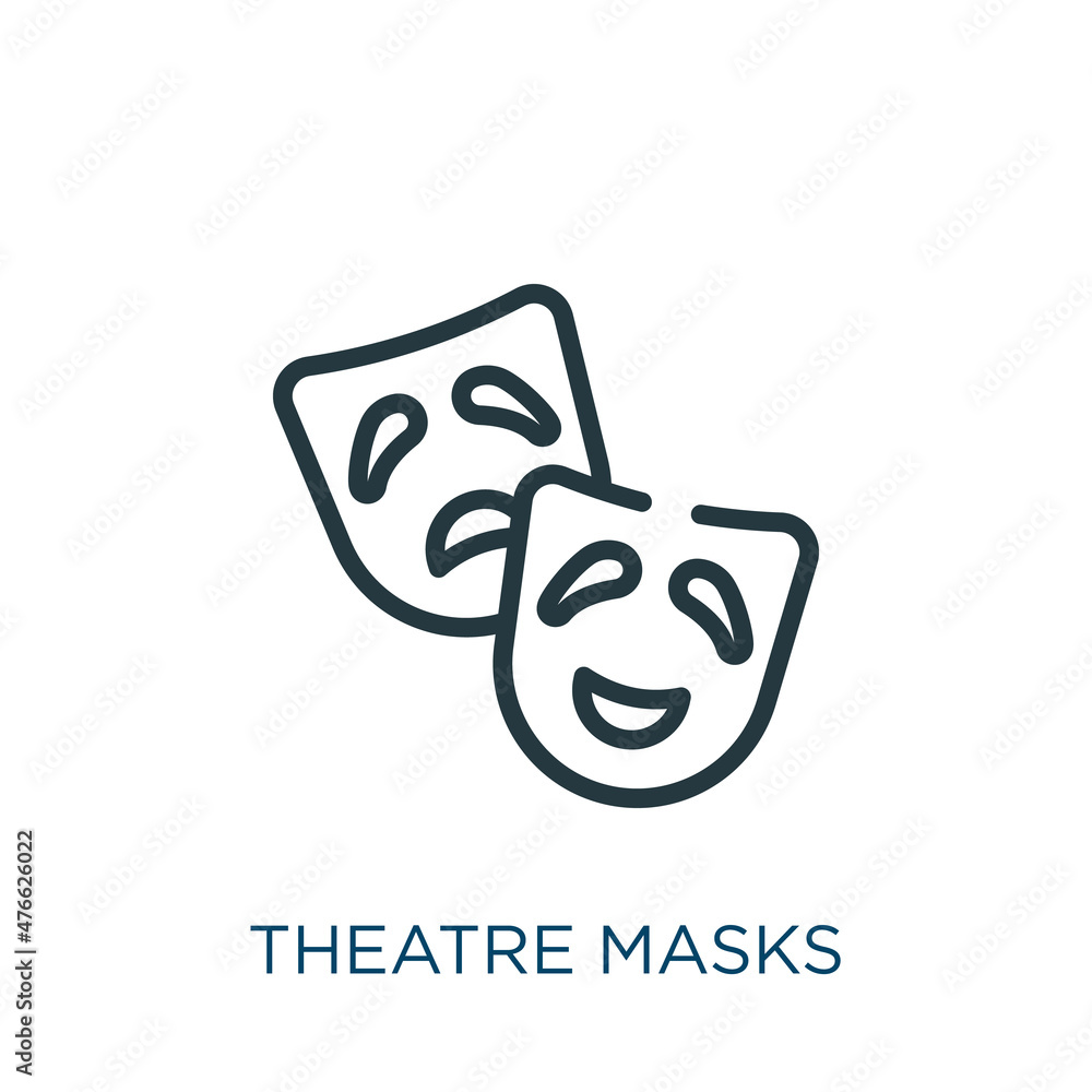 theatre masks thin line icon. mask, theater linear icons from party ...