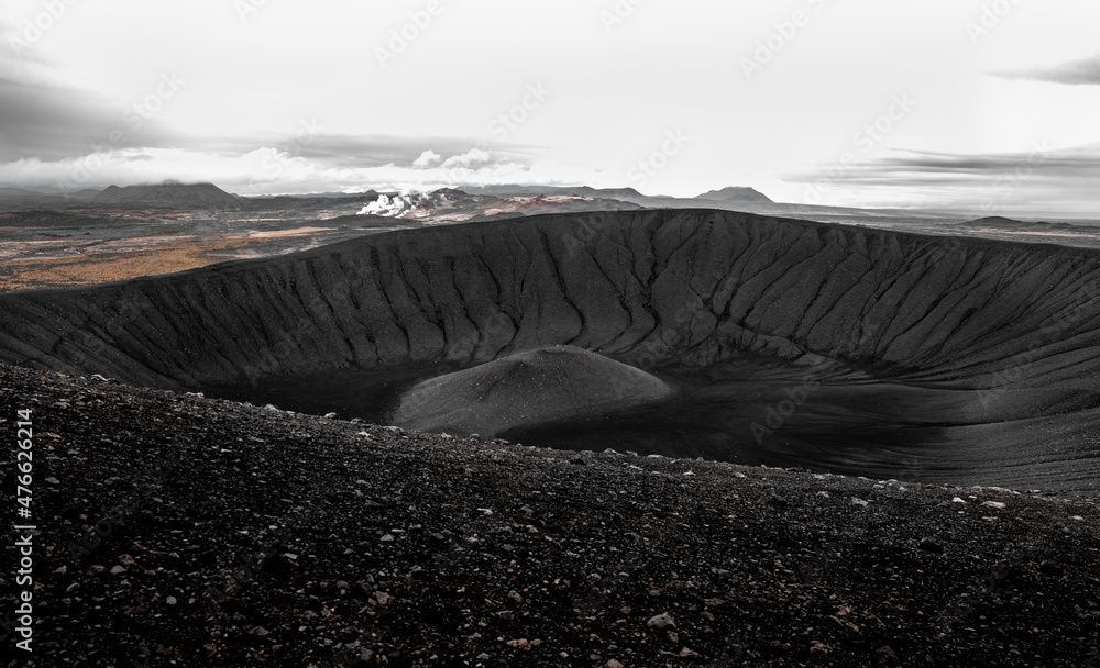 Landscape of wide extinct volcano crater Stock Photo | Adobe Stock