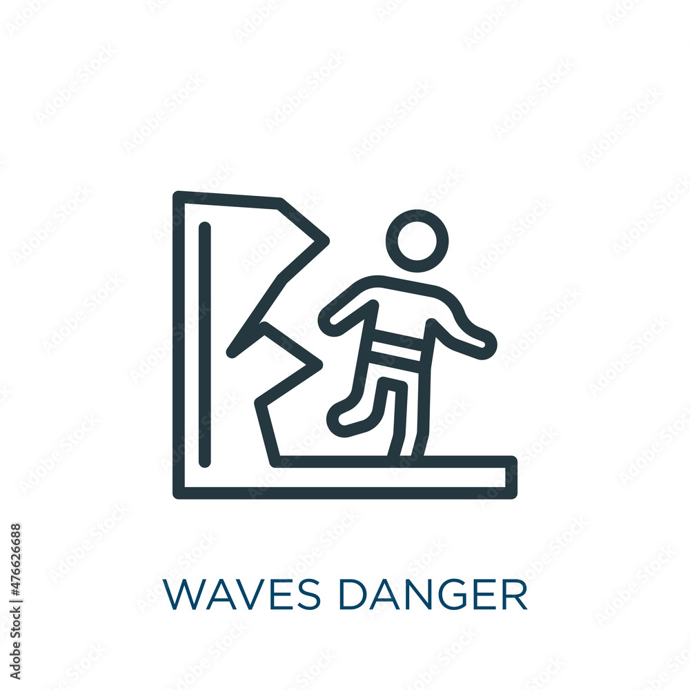 waves danger thin line icon. danger, earthquake linear icons from ...
