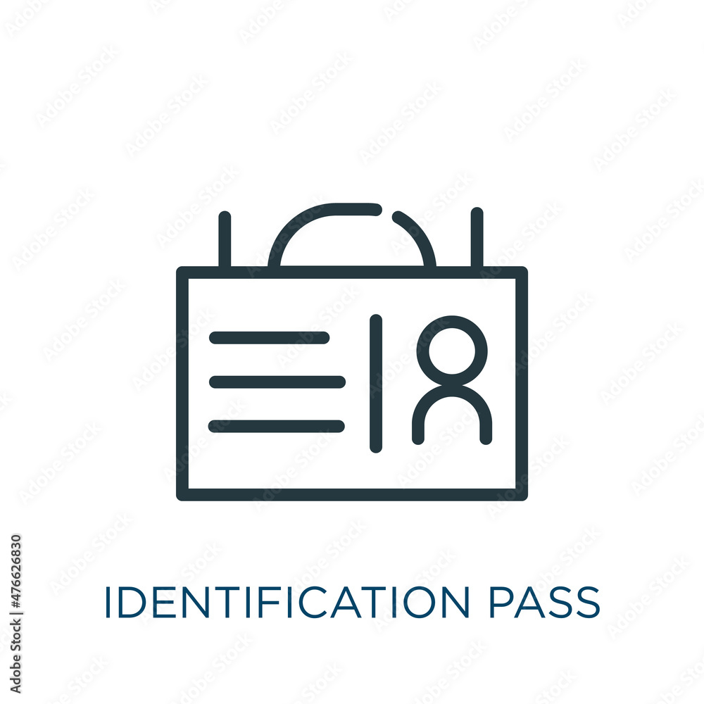 identification pass thin line icon. access, security linear icons from ...