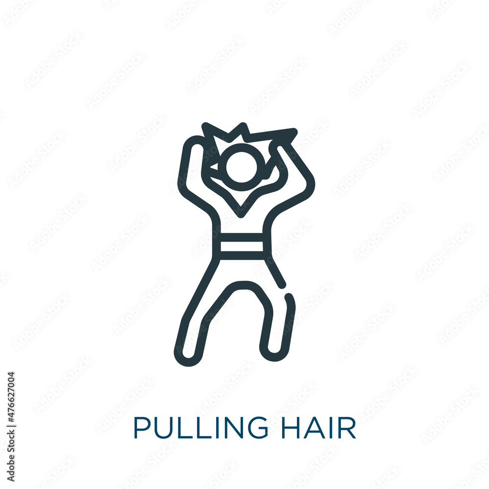 pulling hair thin line icon. person, face linear icons from people ...