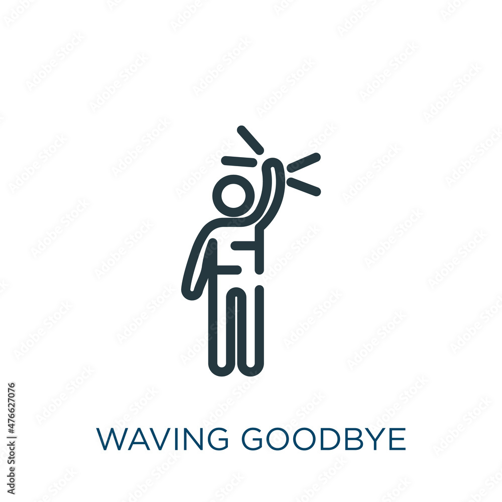 waving goodbye thin line icon. goodbye, hand linear icons from people ...