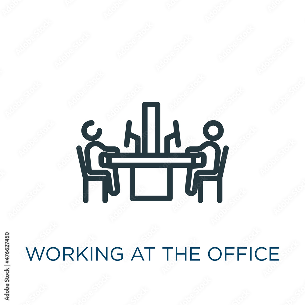 working at the office thin line icon. office, presentation linear icons ...