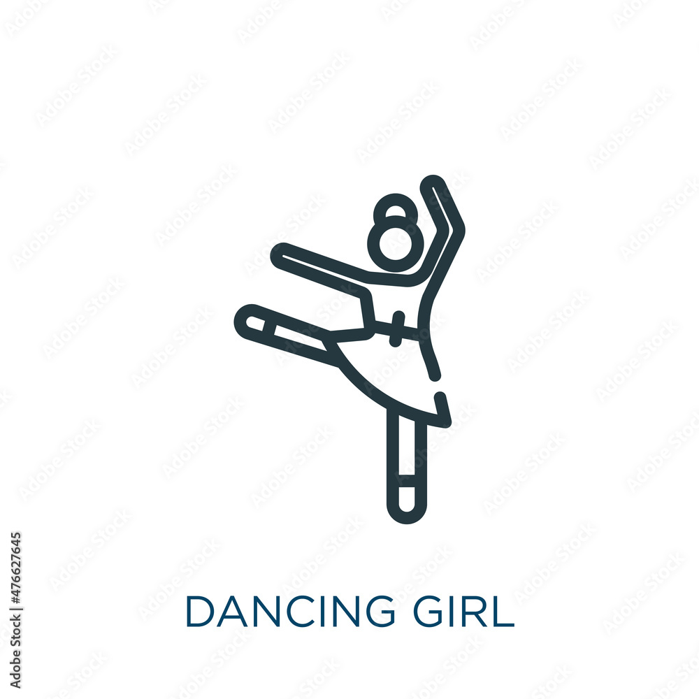 dancing girl thin line icon. dance, woman linear icons from people ...