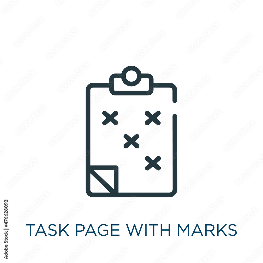 task page with marks thin line icon. questionnaire, checkbox linear ...