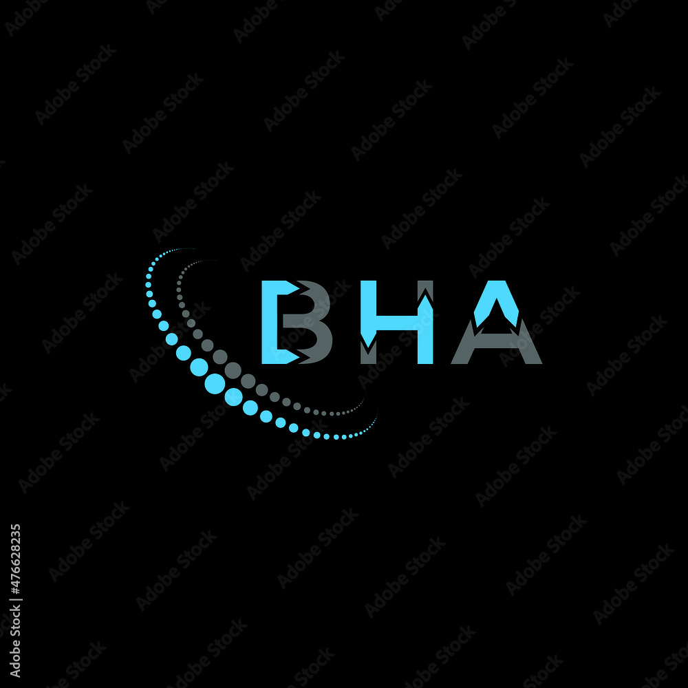 BHA letter logo design on black background.BHA creative initials letter ...