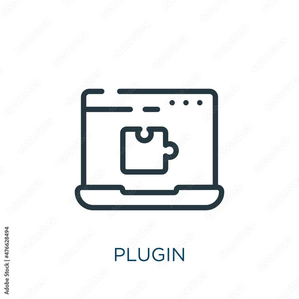 plugin thin line icon. technology, connection linear icons from programming concept isolated ...