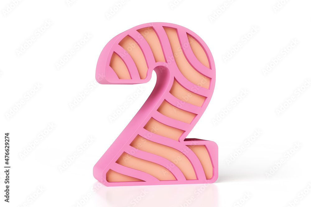 Sweet baby style colors 3D number 2. Great font for headers, posters ...