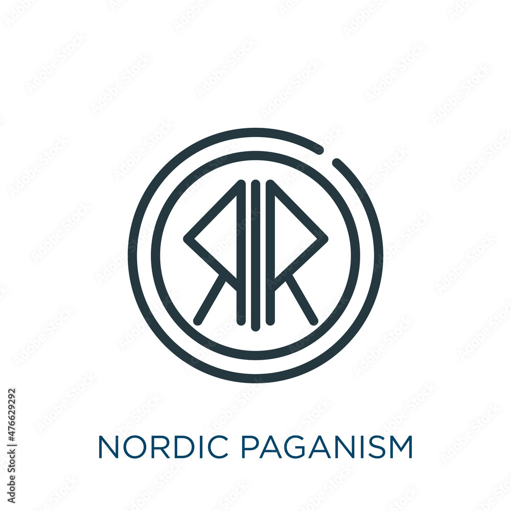 nordic paganism thin line icon. pagan, ancient linear icons from ...