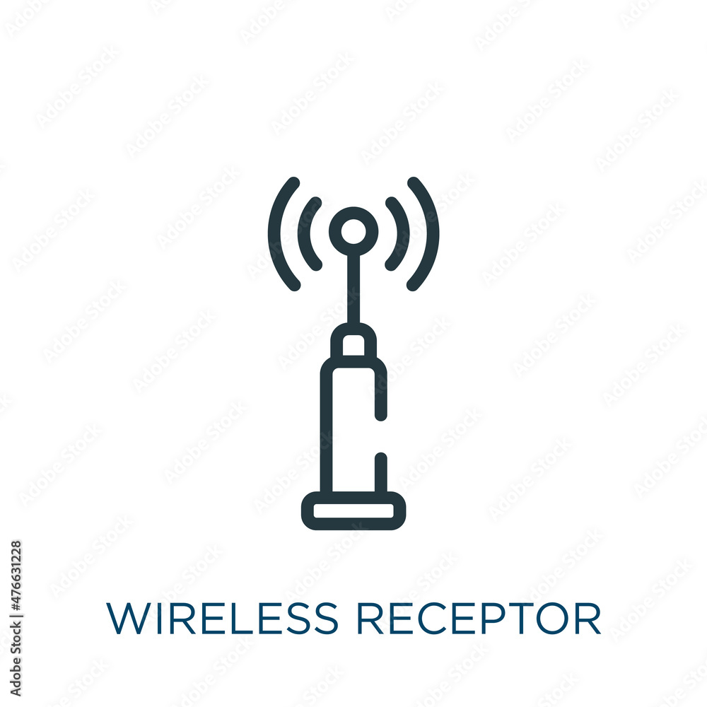 wireless receptor thin line icon. antenna, communication linear icons ...
