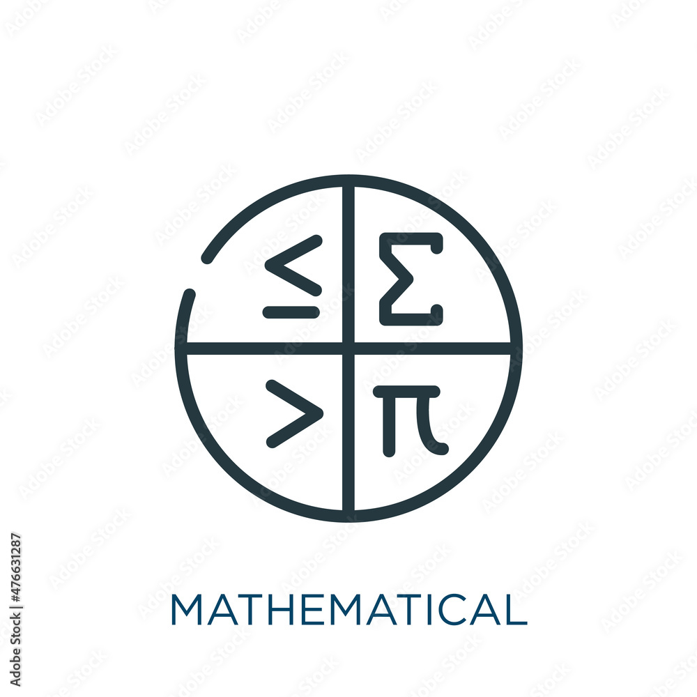 mathematical symbols thin line icon. mathematics, science linear icons ...