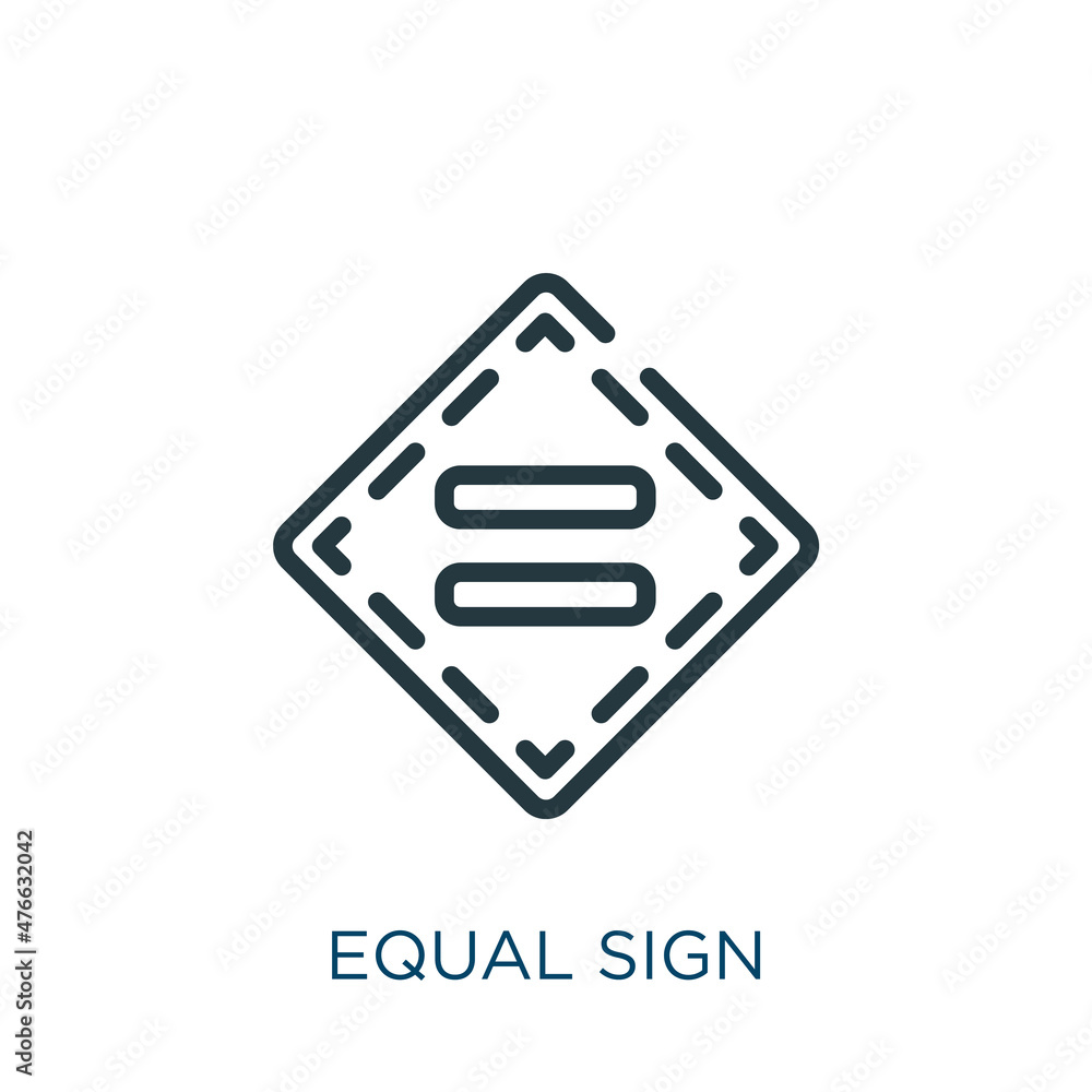 equal sign thin line icon. button, collection linear icons from signs ...