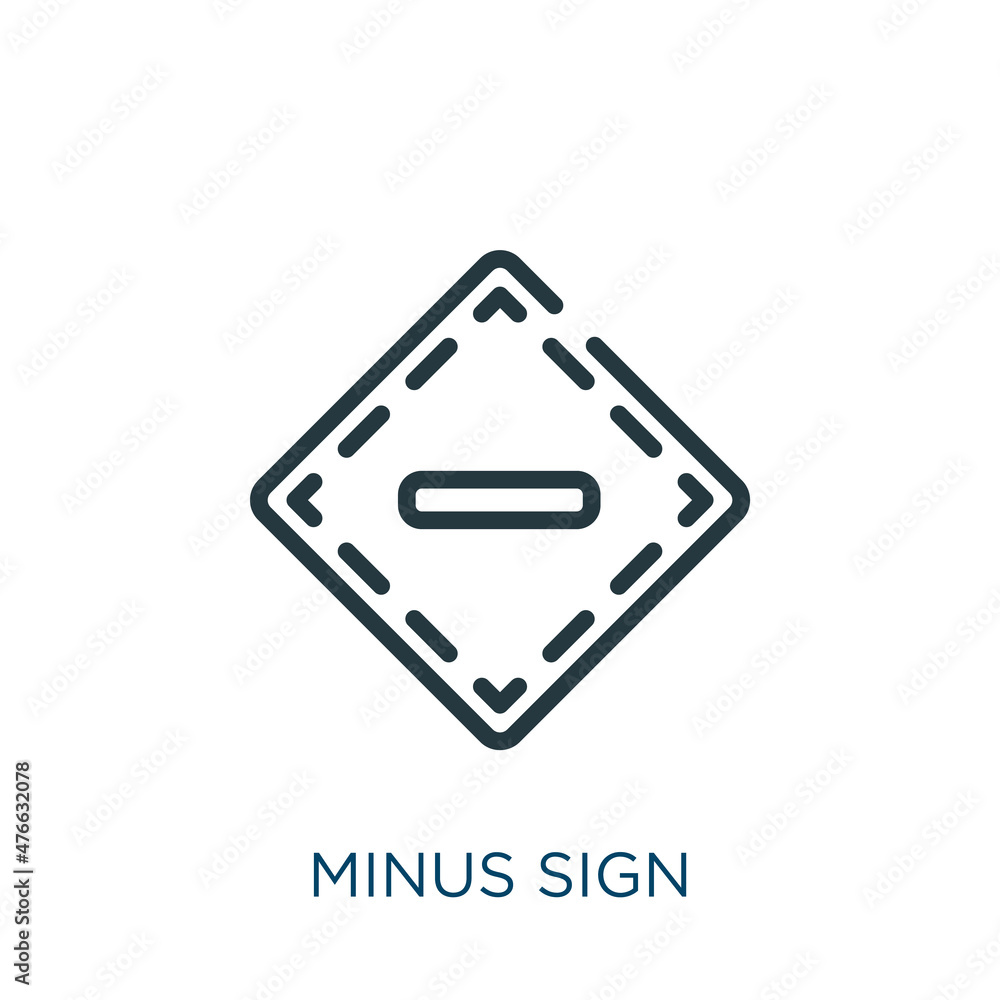 minus sign thin line icon. minus, mark linear icons from signs concept ...