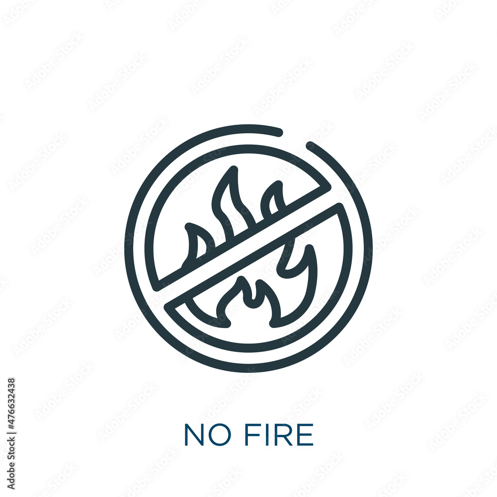 no fire thin line icon. fire, safety linear icons from signs concept ...