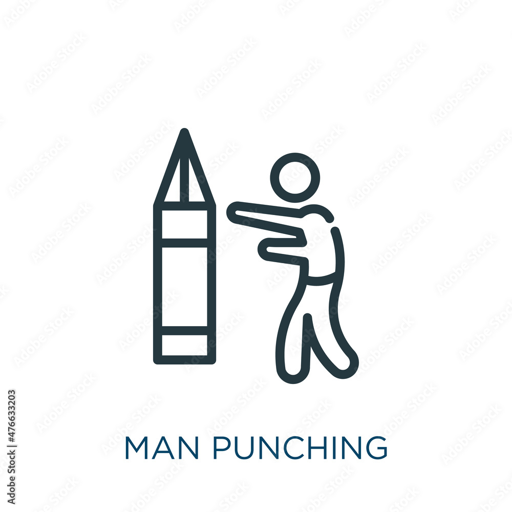 Vetor de man punching thin line icon. fist, fight linear icons from ...