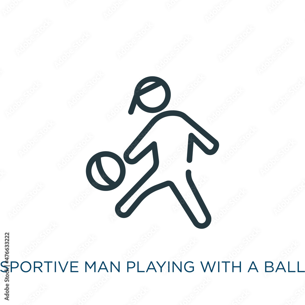 sportive man playing with a ball thin line icon. play, championship ...