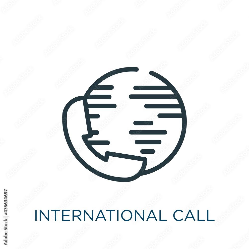 international call thin line icon. international, globe linear icons ...