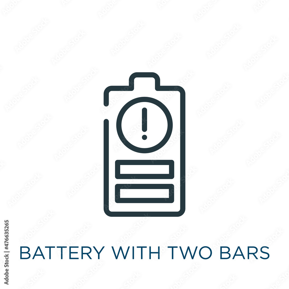 battery with two bars thin line icon. indicator, feeder linear icons ...