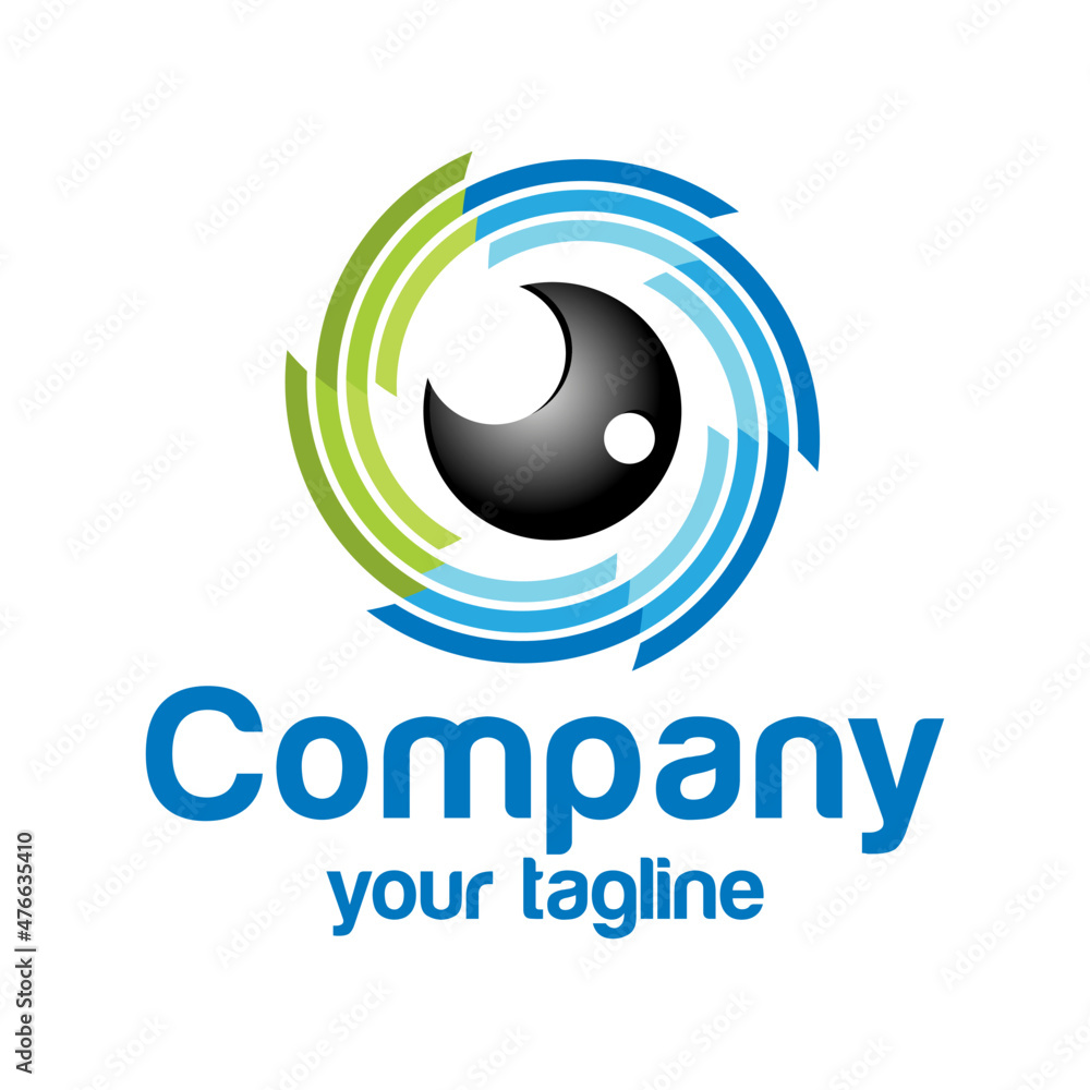 Digital security video monitoring Logo Design Template. CCTV Camera ...